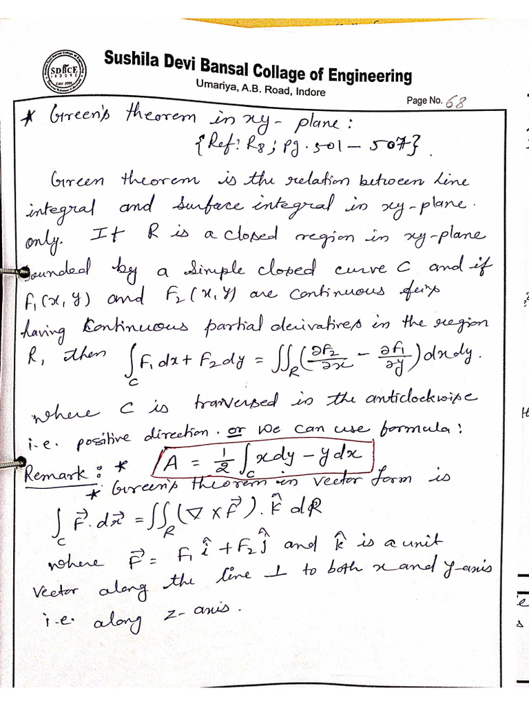 Updated Green's Theorem | PDF