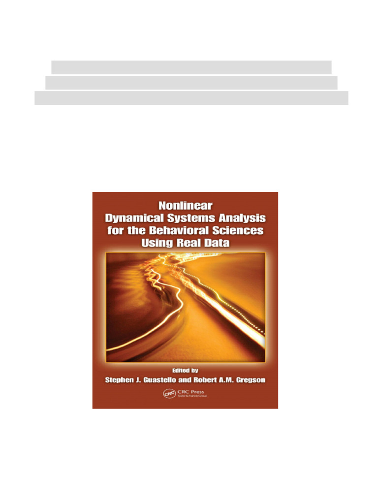 Nonlinear Dynamical Systems Analysis For The Behavioral Sciences Using ...