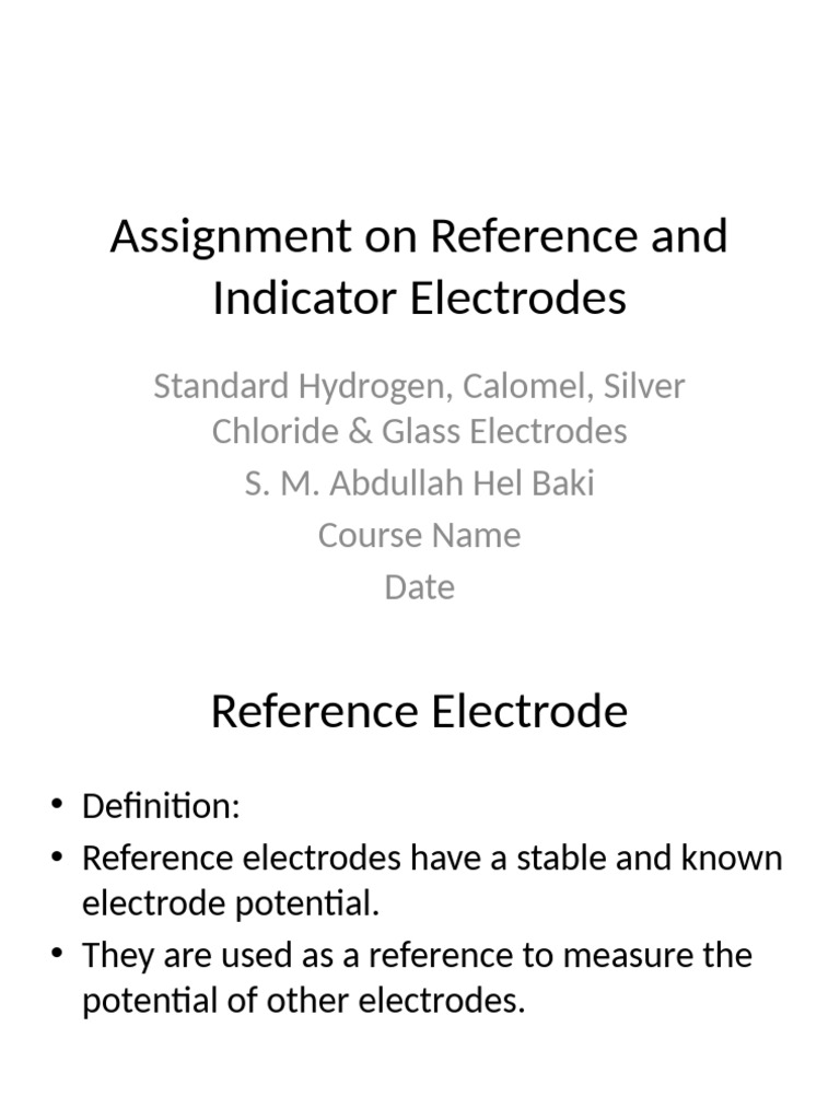 Reference and Indicator Electrodes | PDF