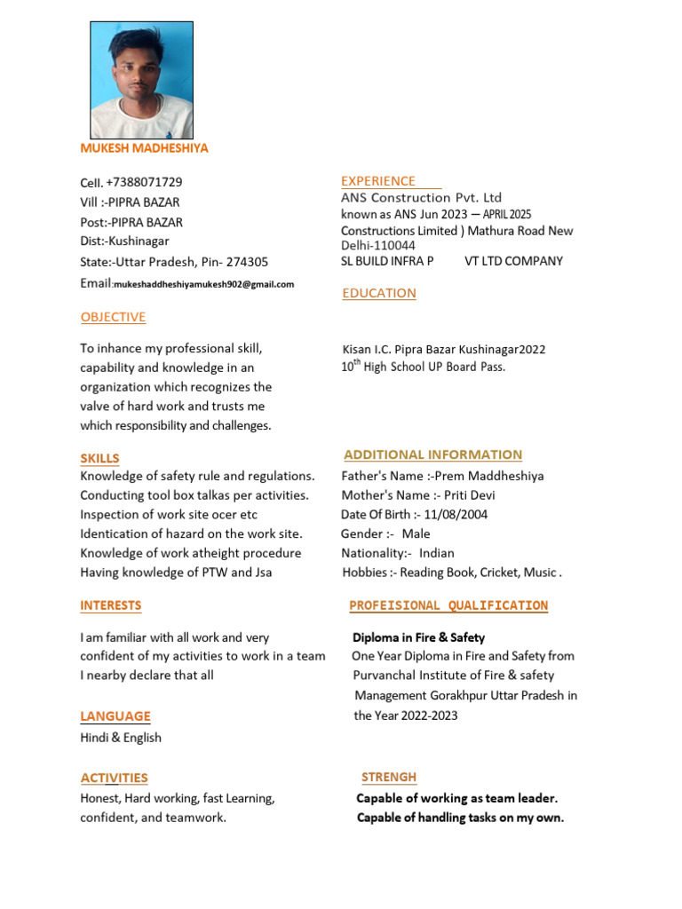 Mukesh Madheshiya Resume | PDF