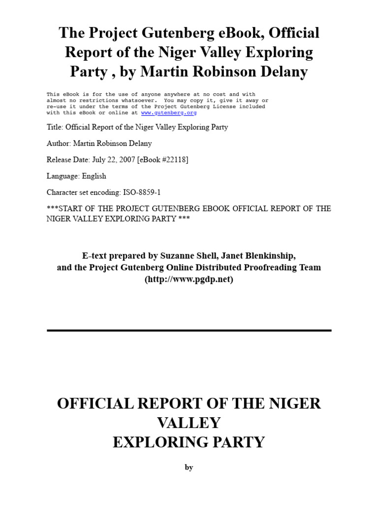 Niger Valley Exploring Party Report | PDF | Project Gutenberg | Slavery ...