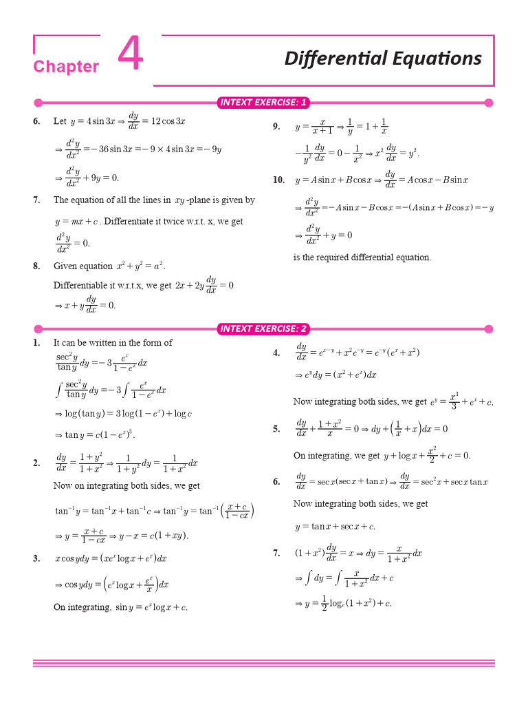 Differential Equations Exercises Guide | PDF | Equations | Differential ...