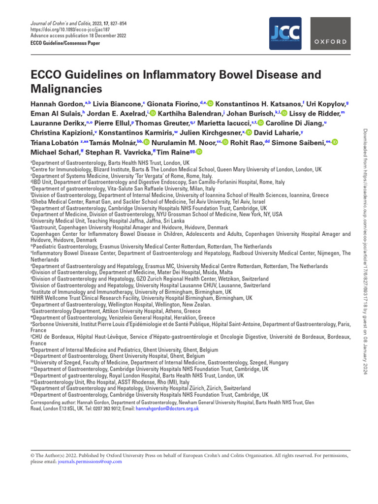 Ecco Cancer and Is | PDF | Colorectal Cancer | Inflammatory Bowel Disease