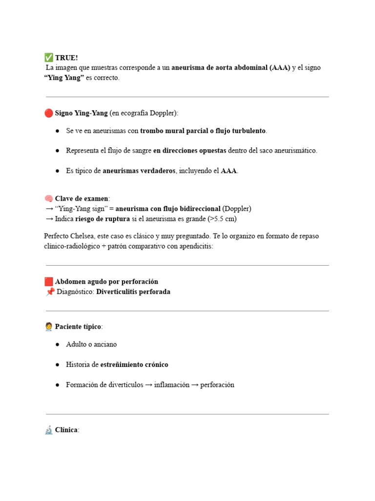 Signo Ying-Yang en Aneurisma AAA | PDF