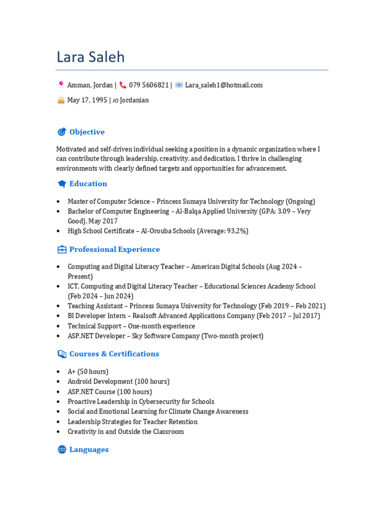 Lara Saleh CV I | PDF