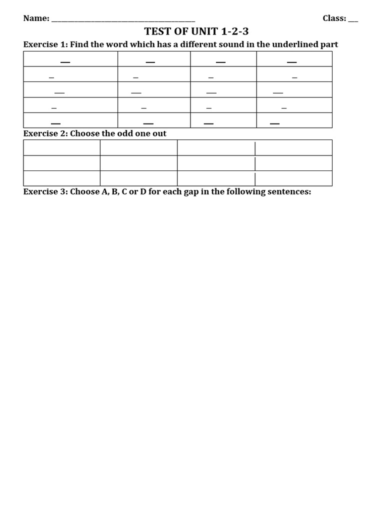 TEST Units 1-2-3 Grade 6 | PDF