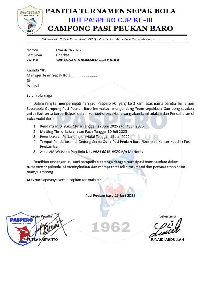 Undangan Turnamen | PDF