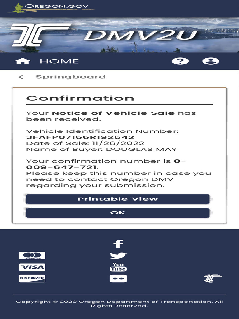 DMV2U Vehicle Sale Confirmation | PDF