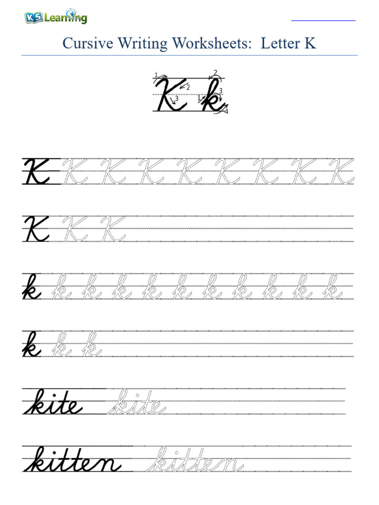 Handwriting Letters KK Printable | PDF