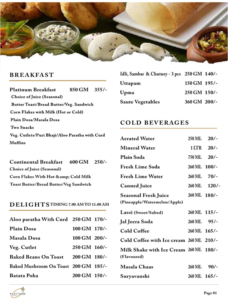 23 5 22 Platinum New Menu Compressed | PDF | Foods | Cuisine