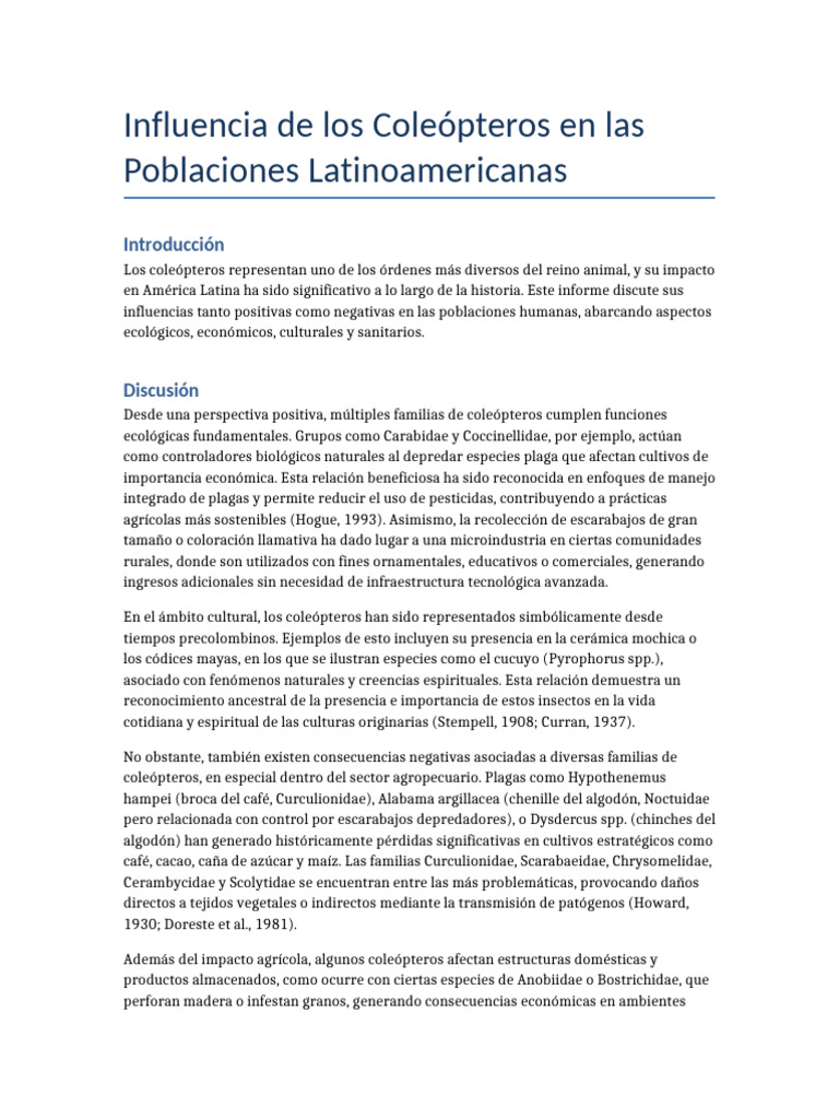 Influencia Coleopteros Latinoamerica | PDF | Agricultura | Plaga ...