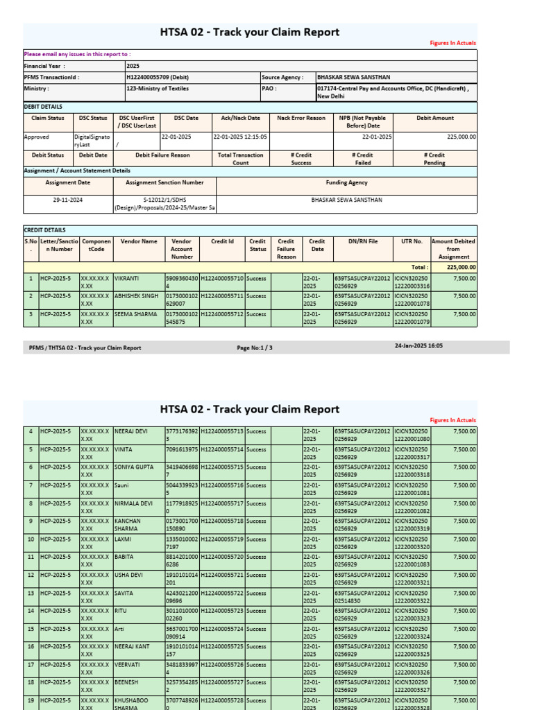 Claim Report for BHASKAR SEWA 2025 | PDF | Debits And Credits ...
