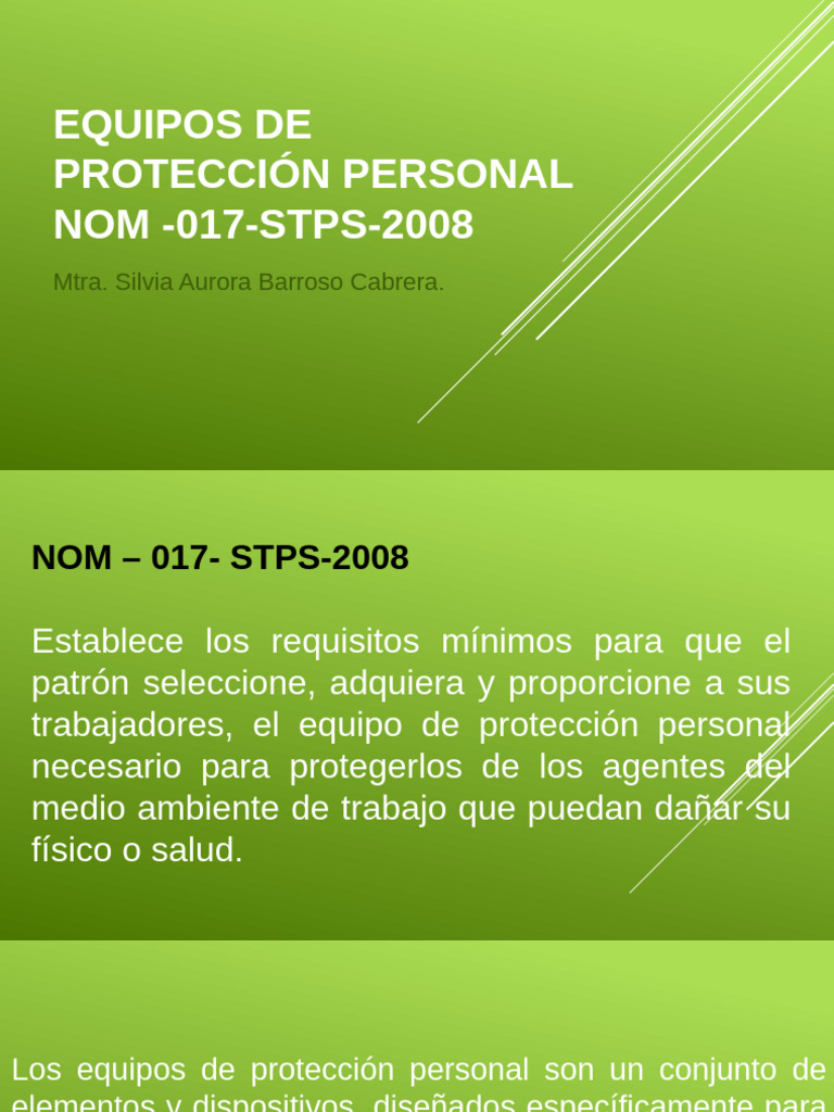 Equipos de Protección Personal NOM-017-STPS | PDF