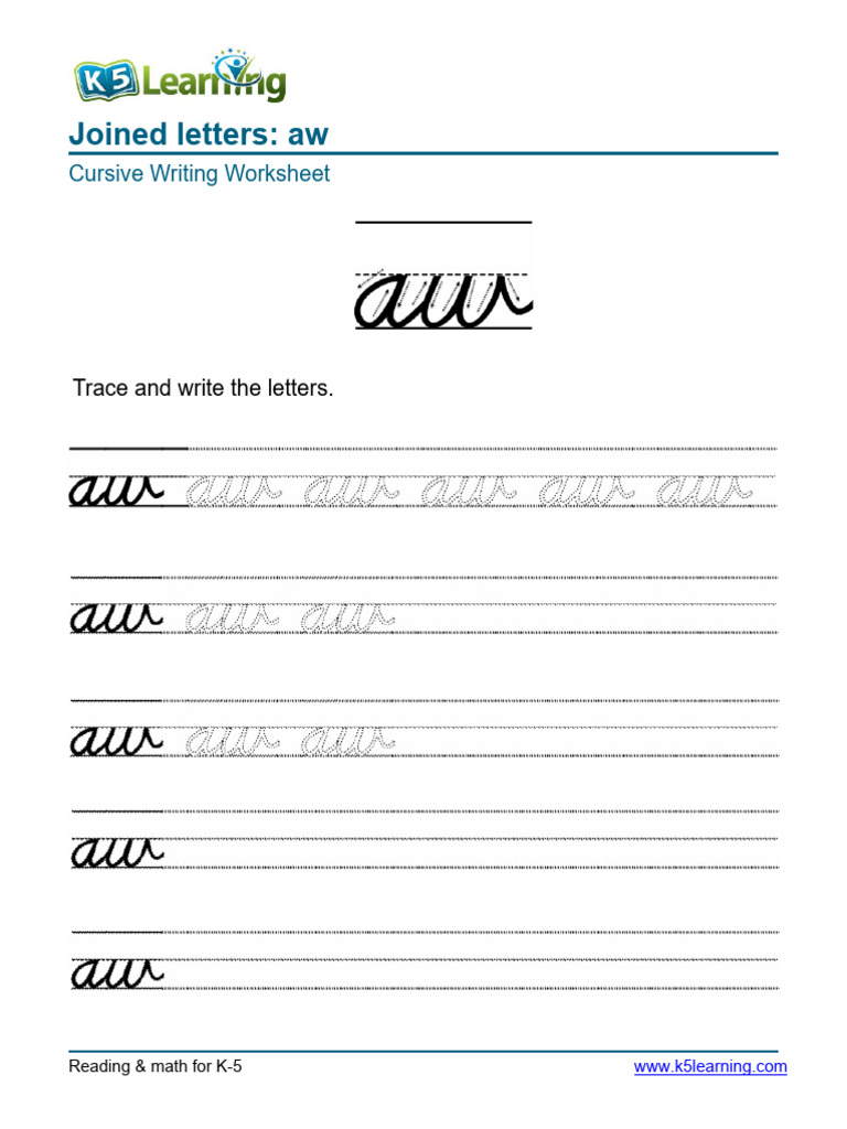 Handwriting Letter Joins Aw Ay CH Printable | PDF