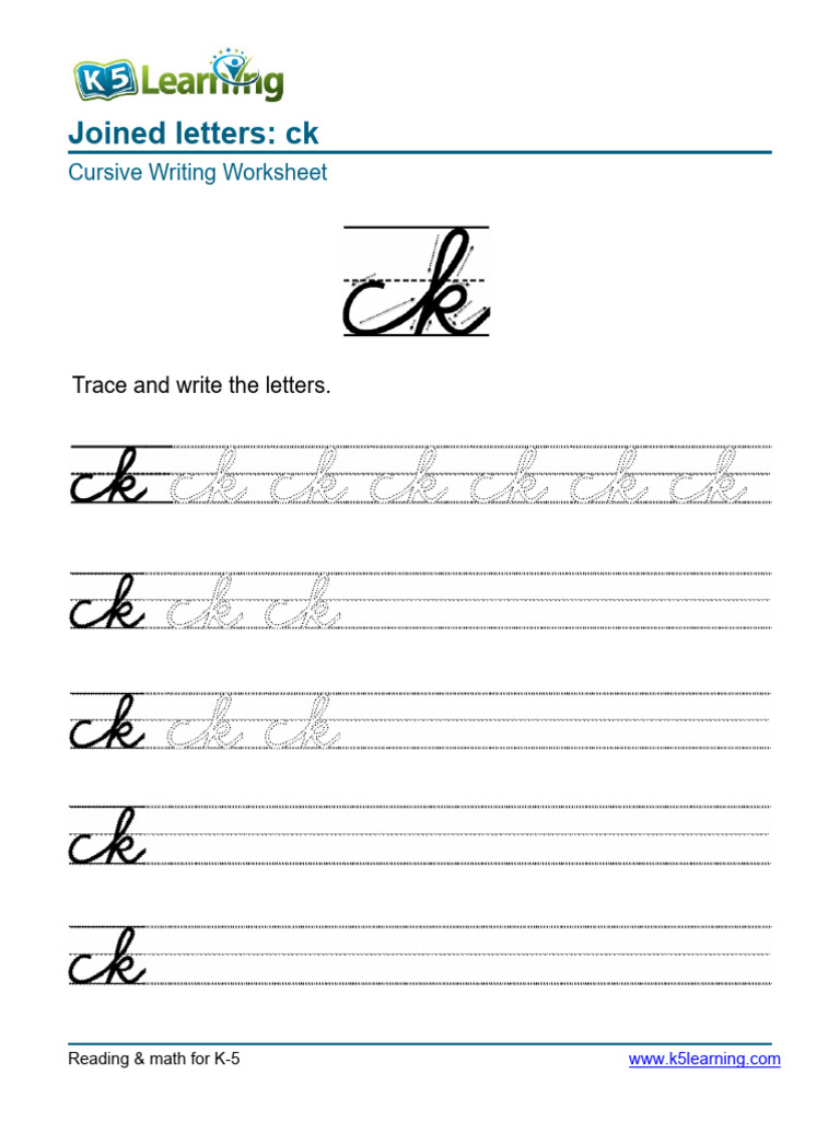 Handwriting Letter Joins CK Er Ew Printable | PDF
