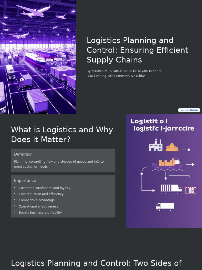 Logistics Planning and Control Ensuring Efficient Supply Chains | PDF ...
