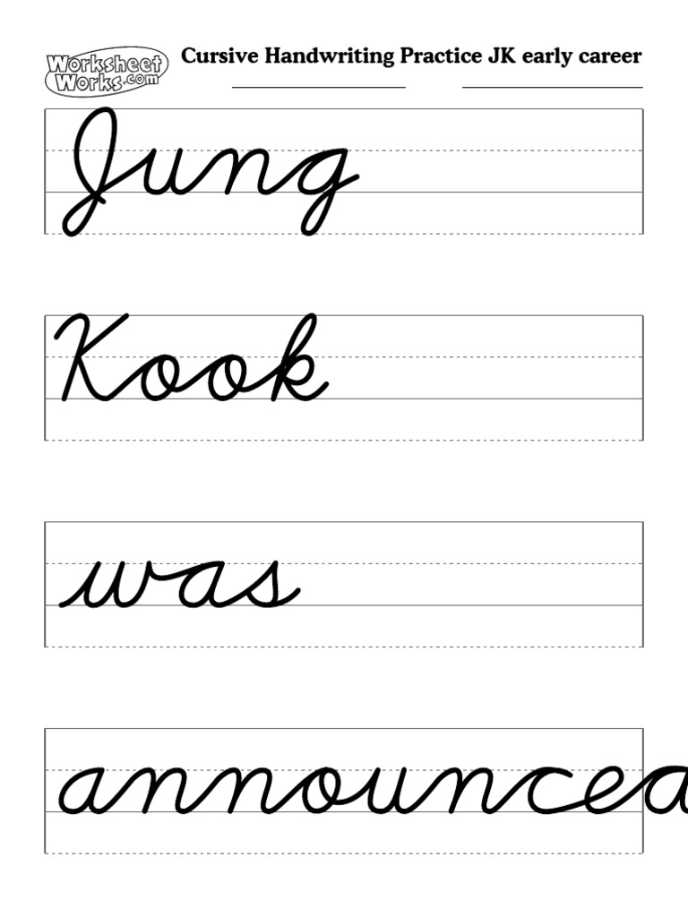 WorksheetWorks Cursive Handwriting Practice JK Early Career 2 | PDF ...