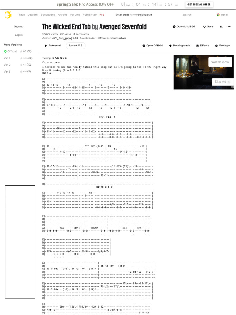 Tab de "The Wicked End" - A7X | PDF | Guitarras | Instrumentos de la ...
