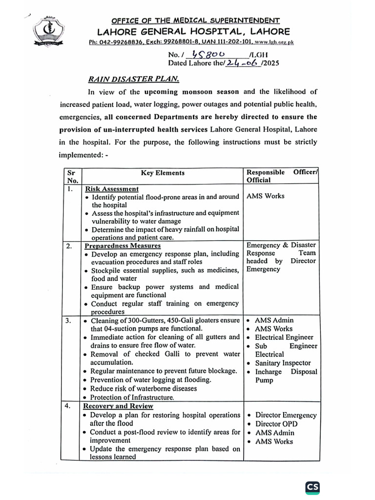 Rain Disaster Plan | PDF