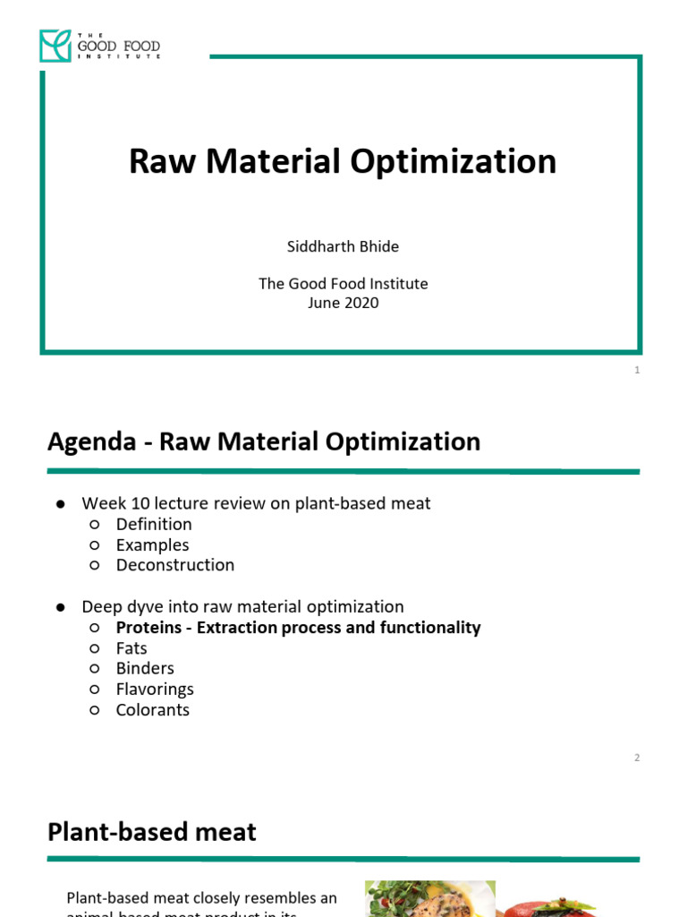 Raw Material Optimization in Plant-Based Meat | PDF | Emulsion | Membrane