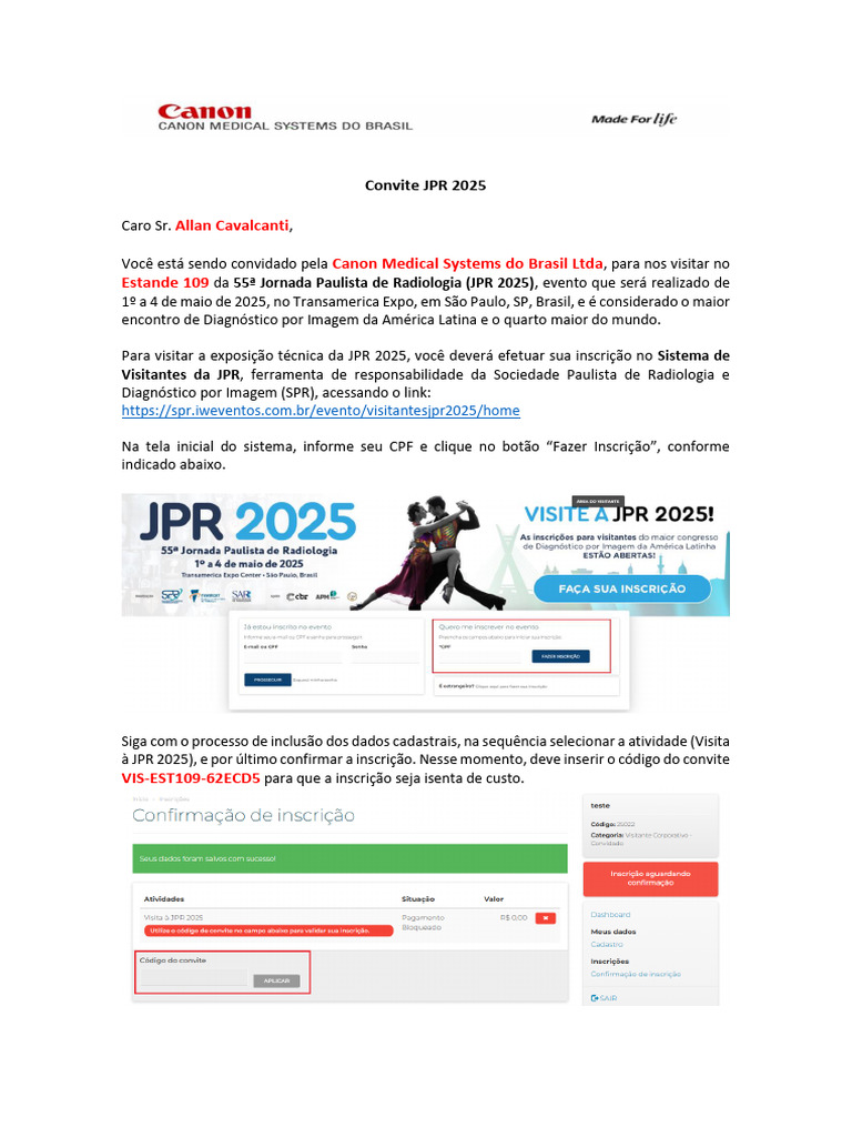 Carta Convite para JPR | PDF