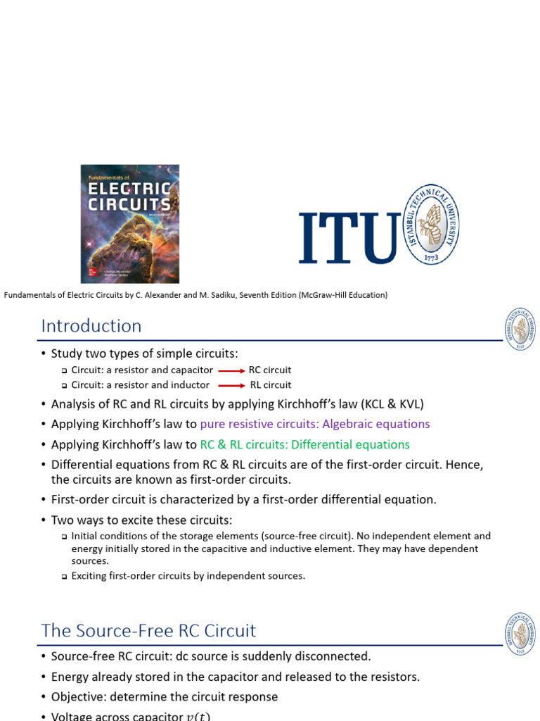 Week12-First Order Circuits | PDF | Electrical Network | Capacitor