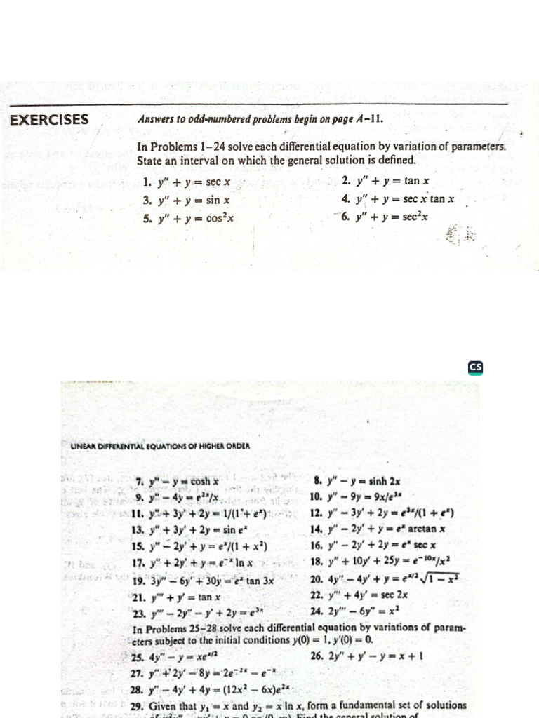 Variation of Parameters | PDF