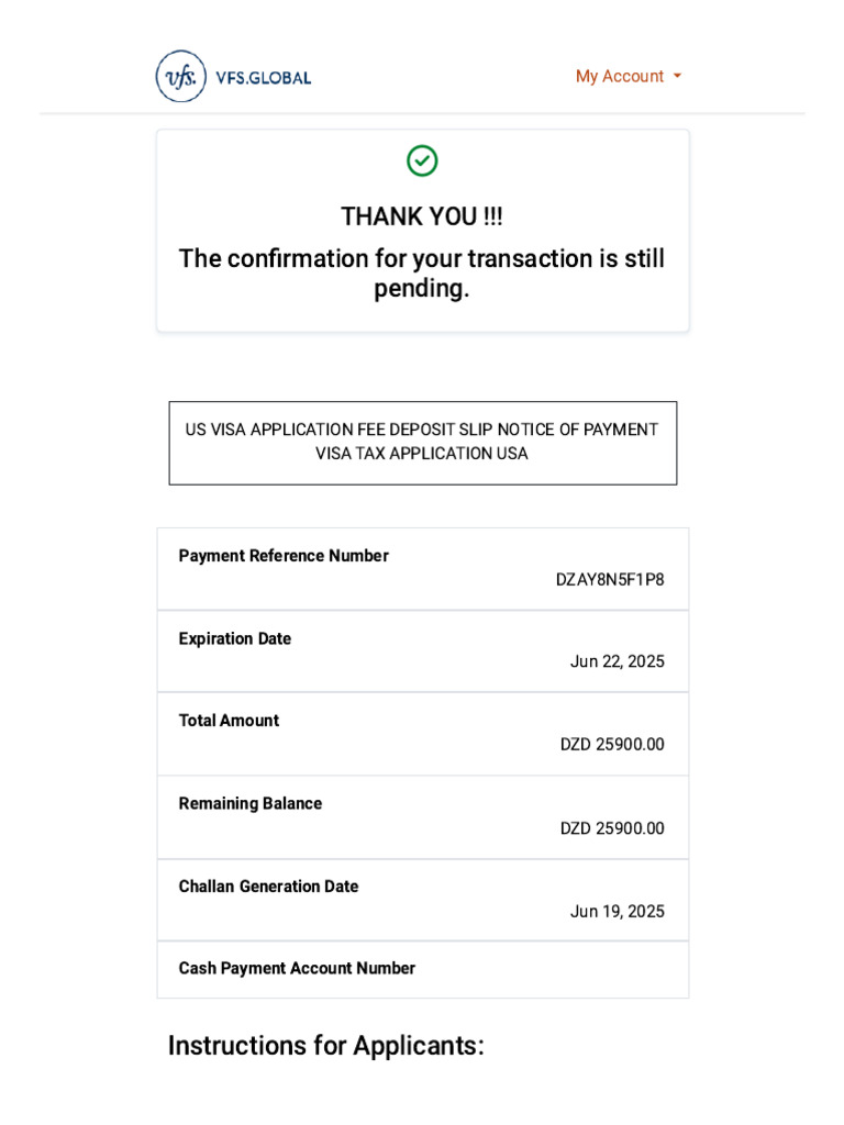 VFS Global Visa Fee Deposit Slip | PDF | Payments | Banks
