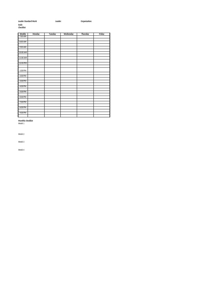 Leader Standard Work Checklist Guide | PDF