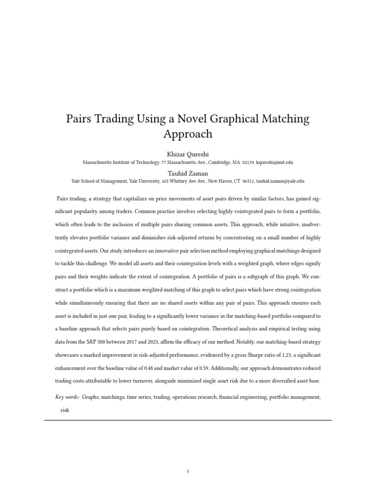 Pairs Trading Using A Novel Graphical Approach | PDF | Errors And ...