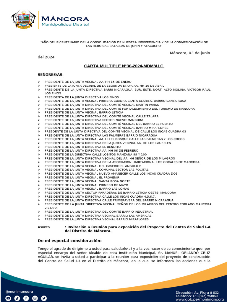 Invitaciones Juntas Vecinales | PDF