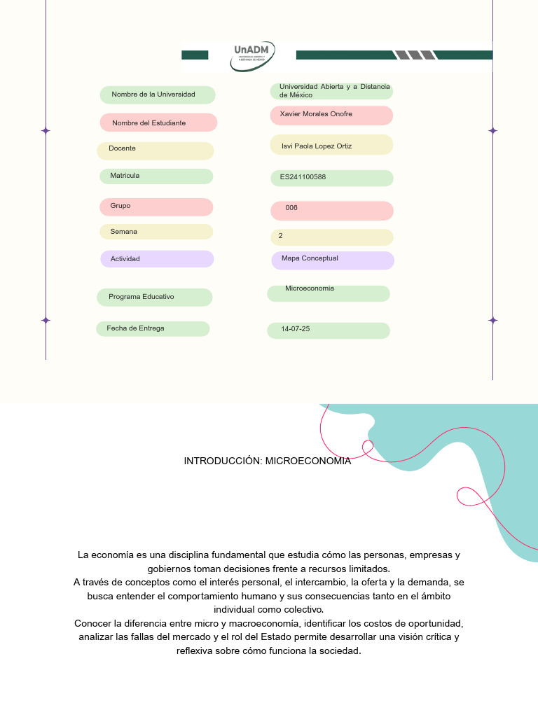Microeconomía A2 U1 Morales Xavier | PDF | Ciencias económicas | Microeconomía