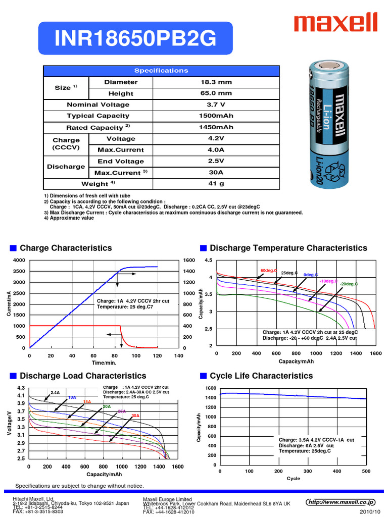 Lithium-ion Battery Specifications Guide | PDF | Electric Power ...