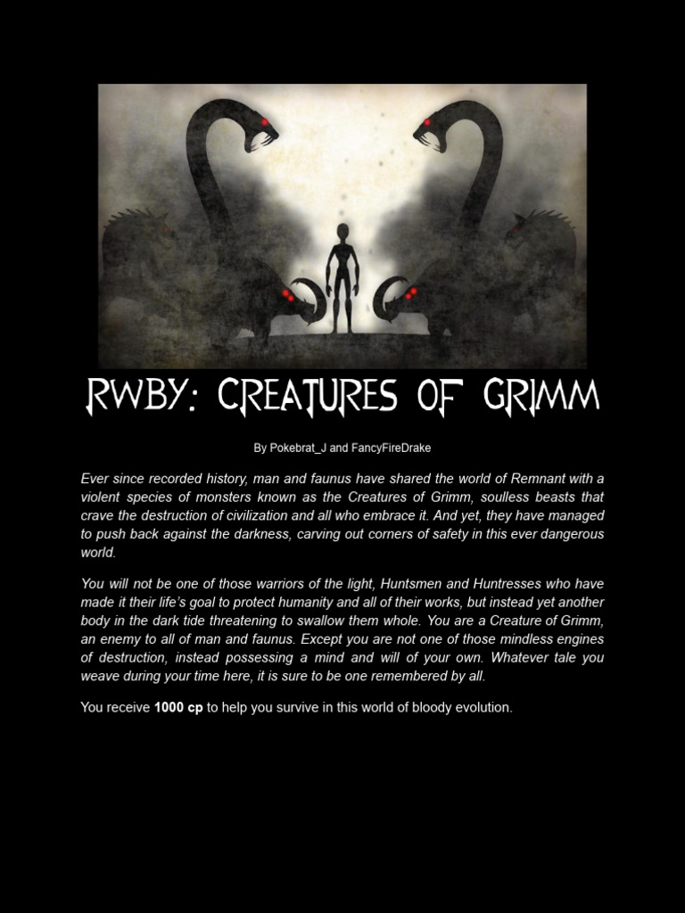 Types and Lands of RWBY Grimm | PDF | Predation | Fear