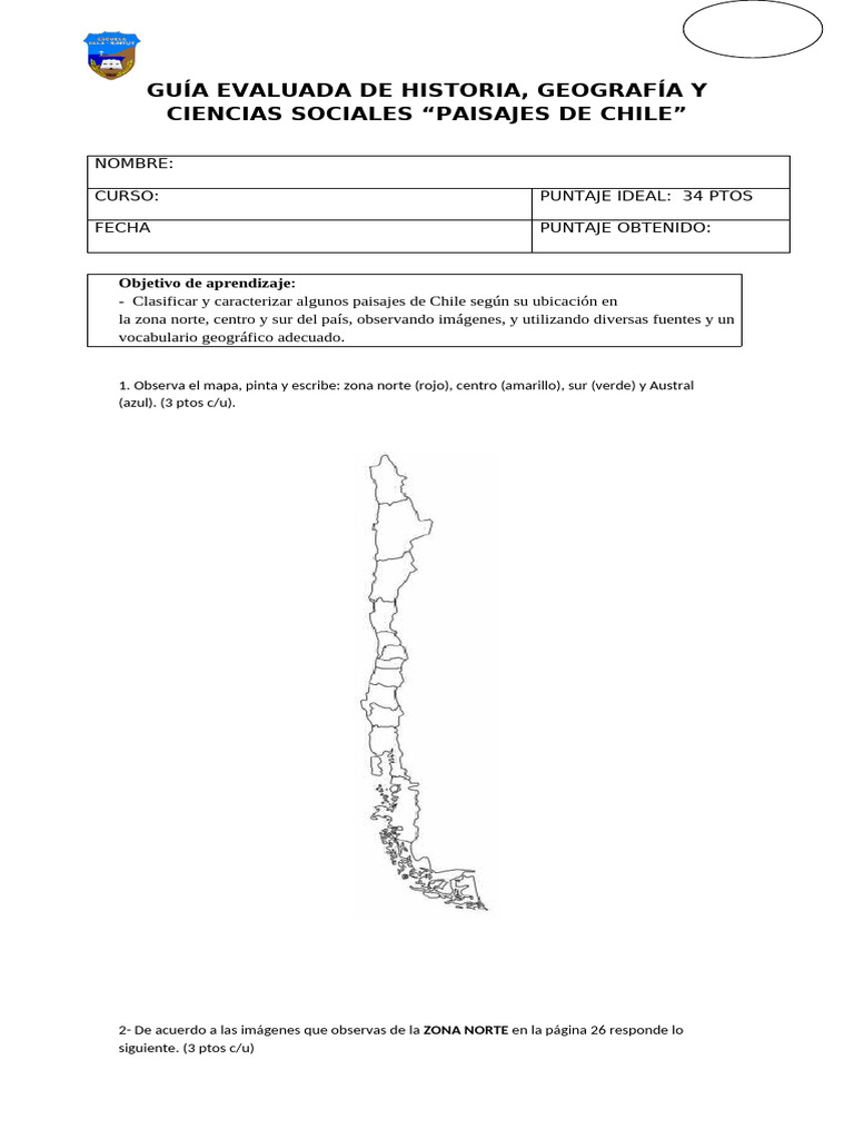 Guía Evaluada de Historia Paisajes | PDF | Aprendizaje