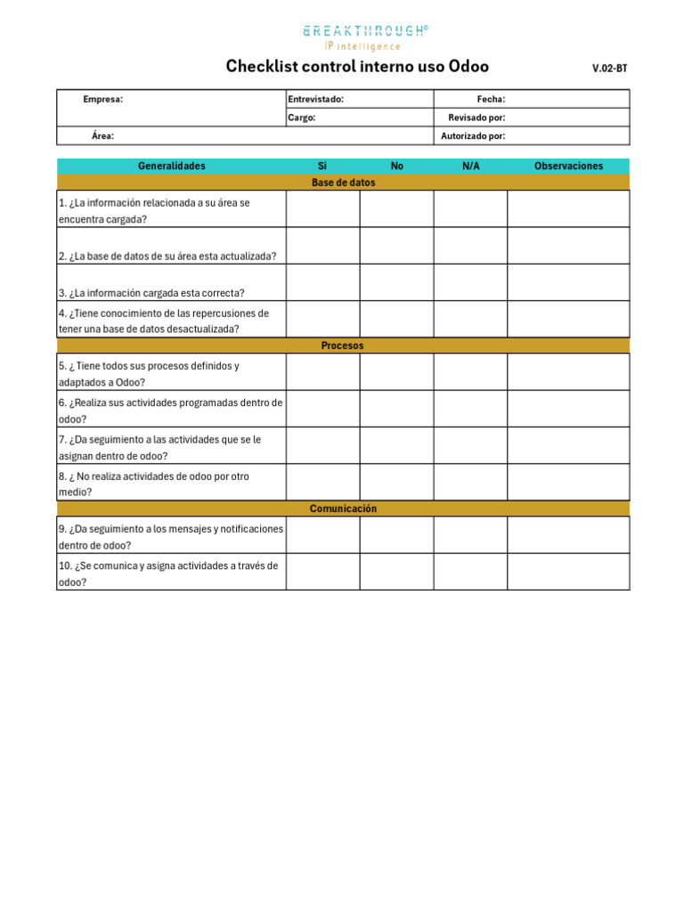 Checklist Odoo | PDF