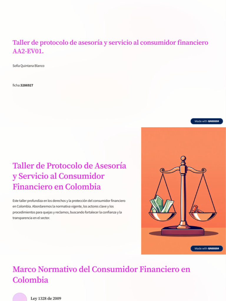 Taller de Protocolo de Asesoria y Servicio Al Consumidor Financiero AA2 EV01 | PDF | Los ...