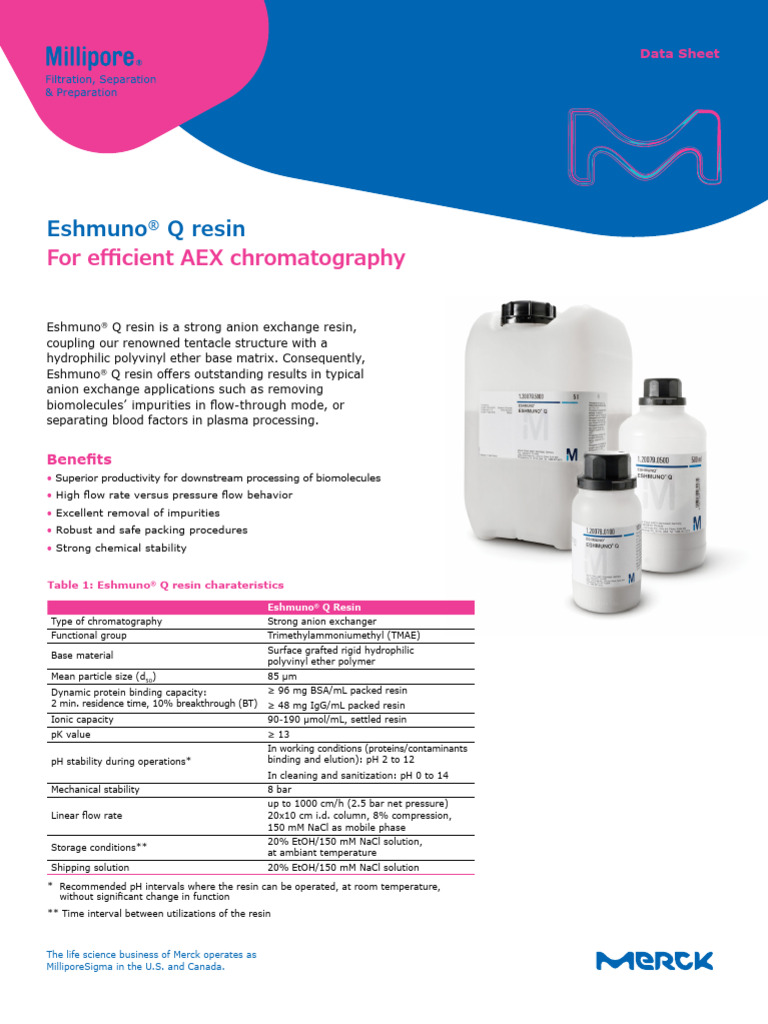 Eshmuno® Q Resin for AEX Applications | PDF | Sodium Hydroxide ...