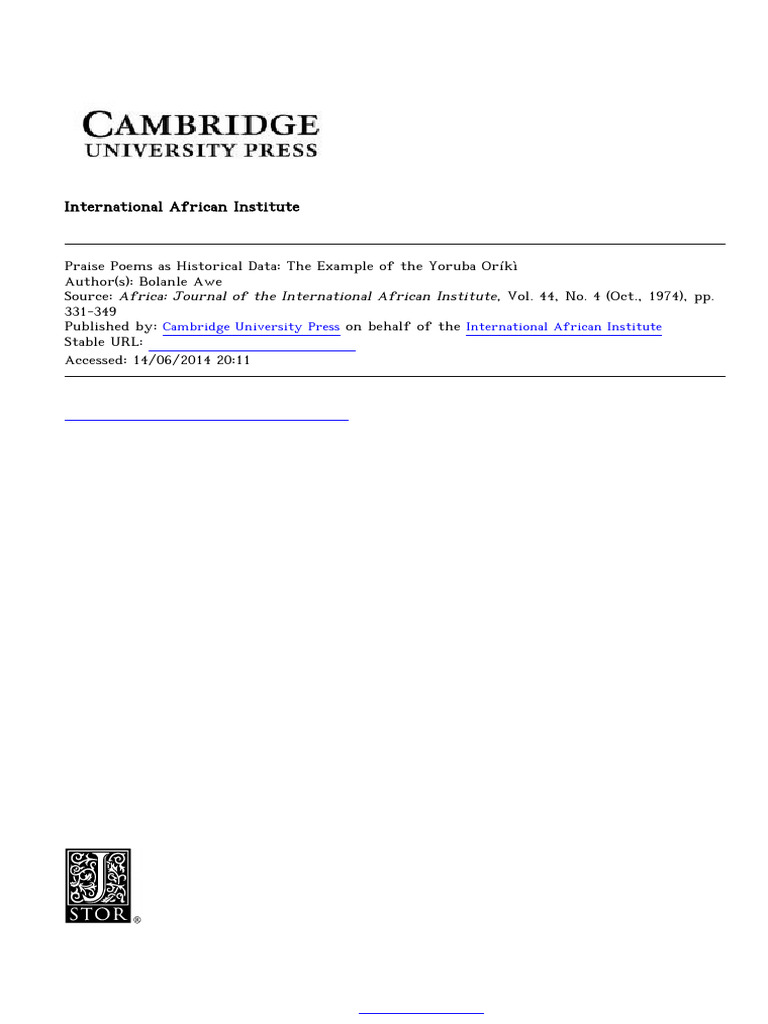 Awé - Praise Poems As Historical Data | PDF | Poetry