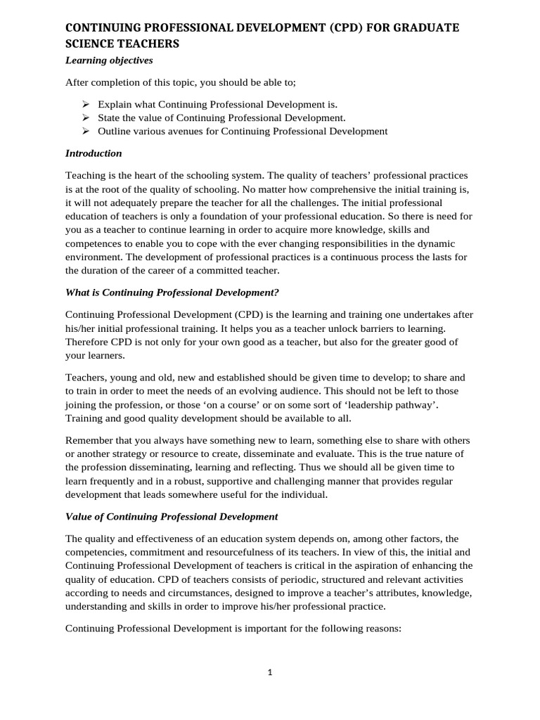 STM-Continuing Professional Development | PDF | Professional Development | Teachers