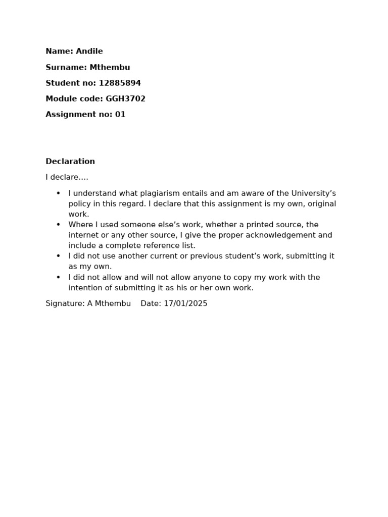 Ggh3702 Assignment 01 2025 Pdf Agriculture Infrastructure