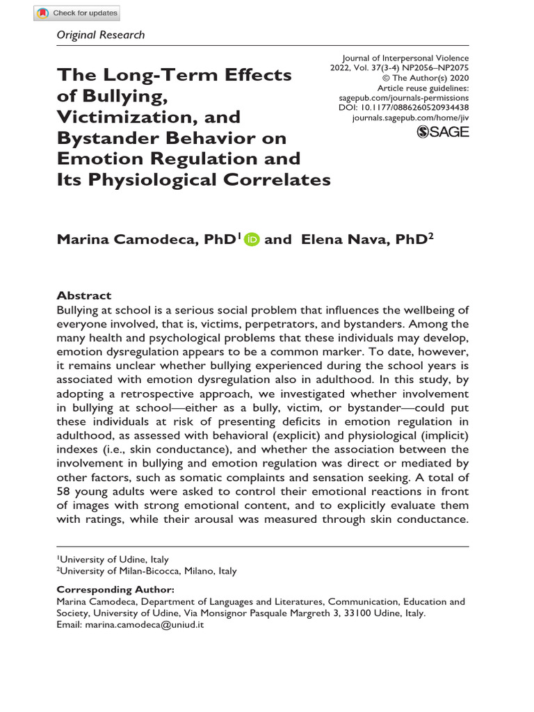 Victim, Perpetrator and Bystander | PDF | Bullying | Emotional Self ...