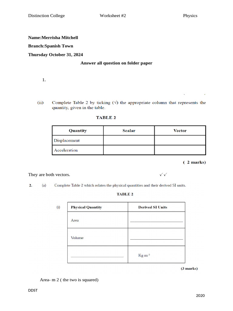 Physics Worksheet on Forces and Weight | PDF