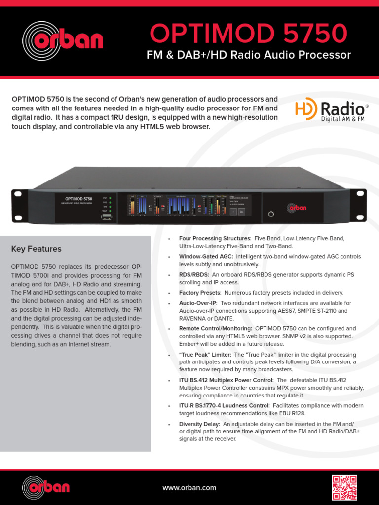 SpecSheet Optimod 5750 v1 | PDF | Frequency Modulation | Radio