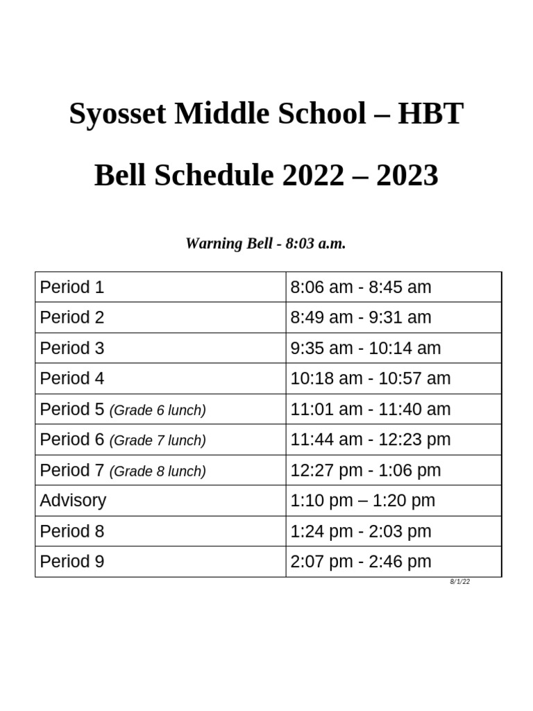 New Bell Schedule | PDF