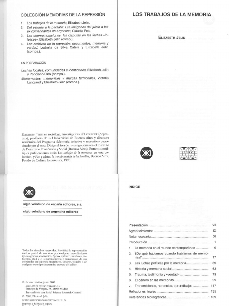 Jelin, E. (2002) - Los Trabajos de La Memoria | PDF | Memoria | Democracia