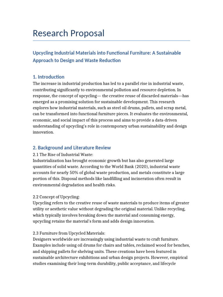 Upcycling Research Proposal | PDF | Waste | Sustainability
