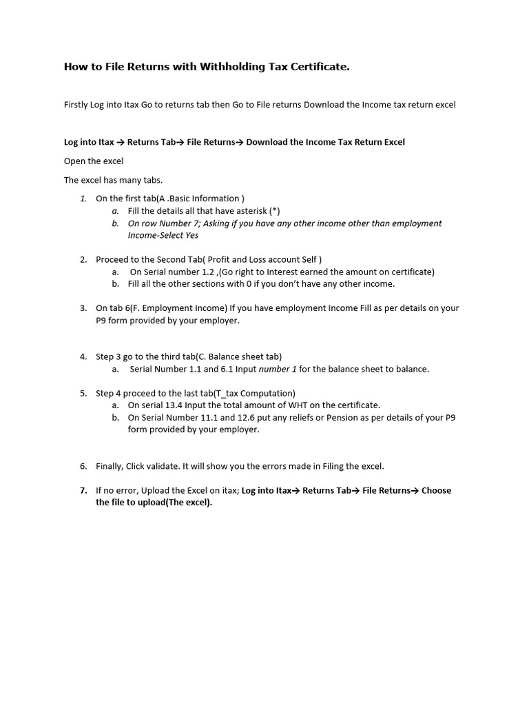 How To File Returns With Withholding Tax Certificate Write Up 1 | PDF