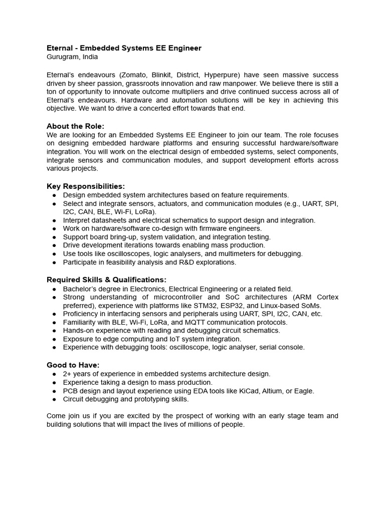 Eternal - Embedded Systems EE Engineer | PDF | Embedded System | Debugging
