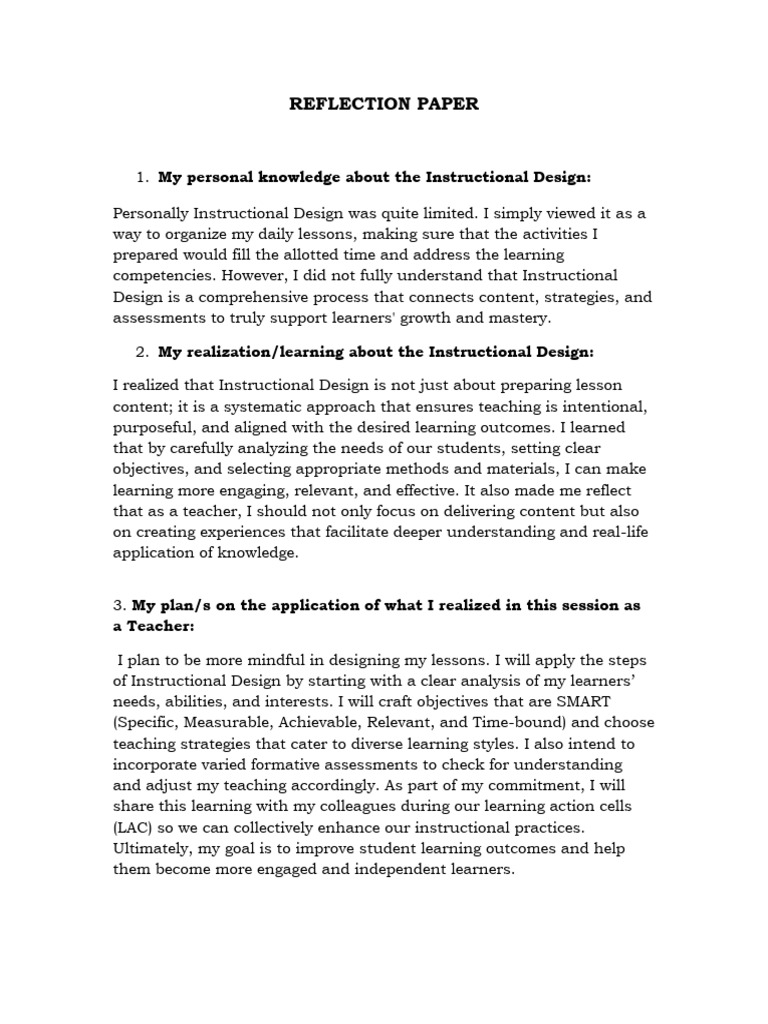 Reflection Paper RubyBazar 083115 | PDF